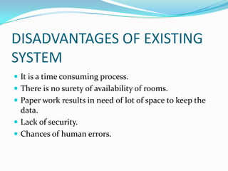 this ppt shows easy way to understand ONLINE HOTEL MANGEMENT | PPT