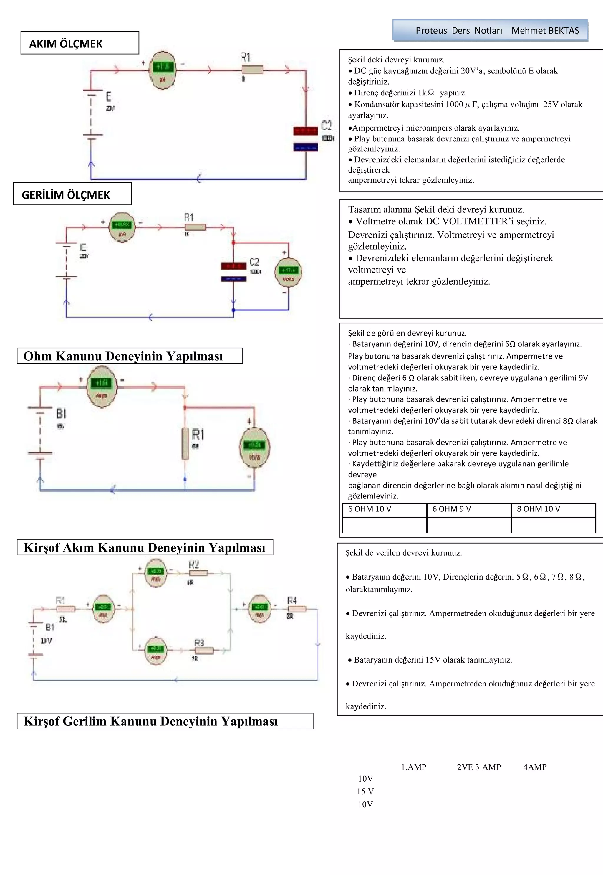 Ohm Kanunu Deneyinin Yapilmasi proteus | PDF
