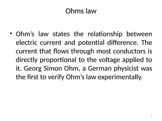 ohms law ,Kirchhoff laws, ELETROMOTIVE FORCE | PPTX