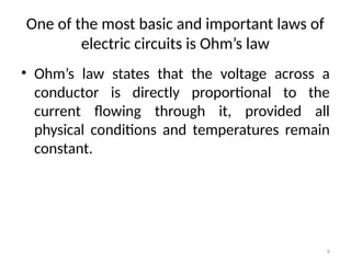 ohms law ,Kirchhoff laws, ELETROMOTIVE FORCE | PPTX