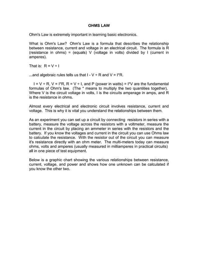 Ohms law lesson 3 | DOC | Physics | Science