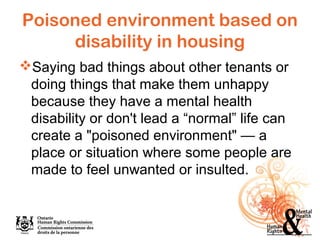 Ohrc cmha opening doors training harassment poisoned work environment | PPT
