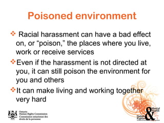 Ohrc cmha opening doors training harassment poisoned work environment | PPT