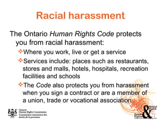 Ohrc cmha opening doors training harassment poisoned work environment | PPT