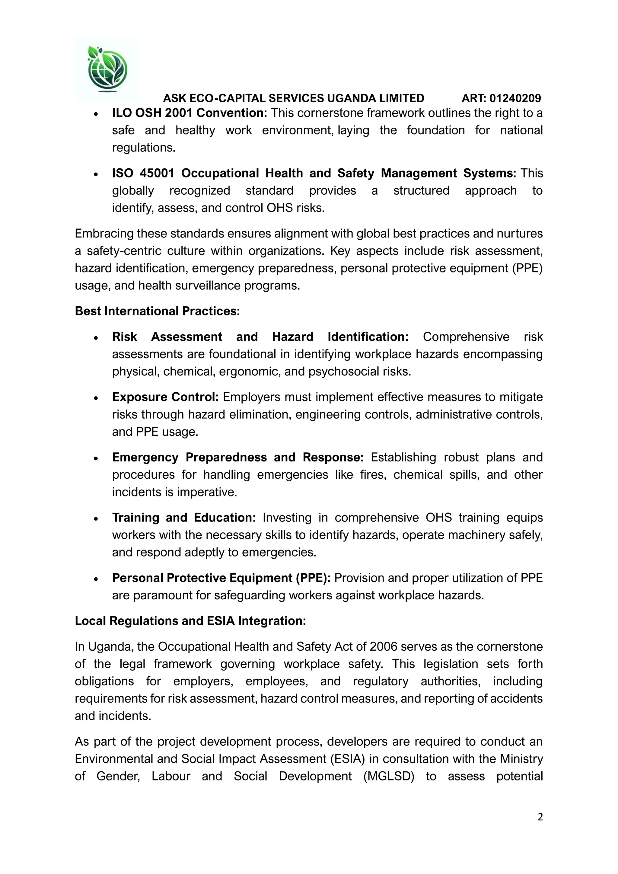 SAFEGUARDING UGANDA'S WORKFORCE: INTEGRATING OCCUPATIONAL HEALTH AND ...