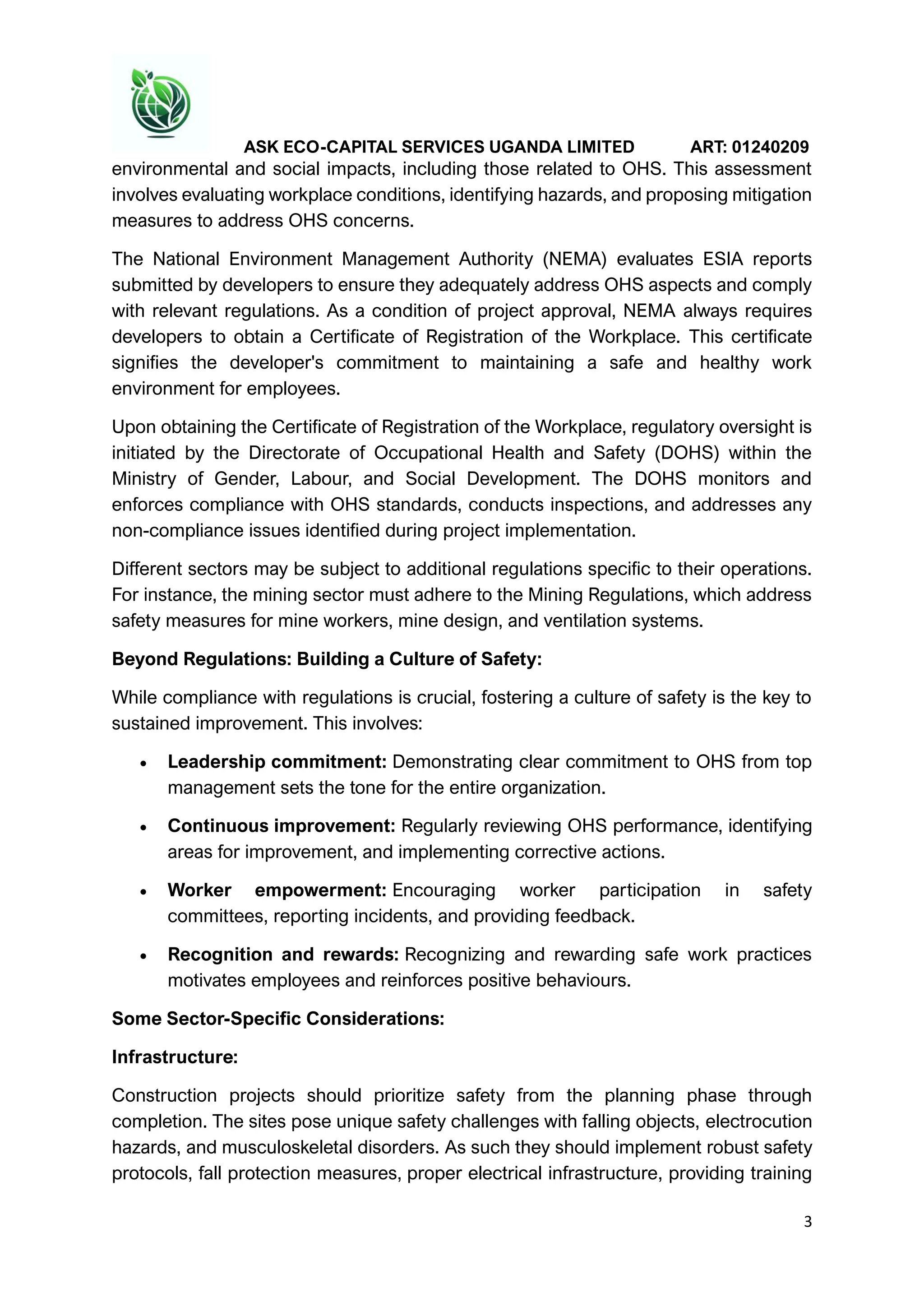 SAFEGUARDING UGANDA'S WORKFORCE: INTEGRATING OCCUPATIONAL HEALTH AND ...