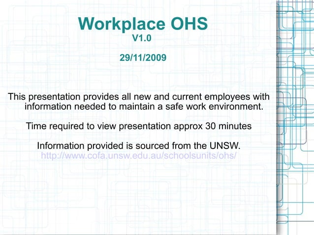 CUF30107 Mod AA2 OHS Presentation | PPT