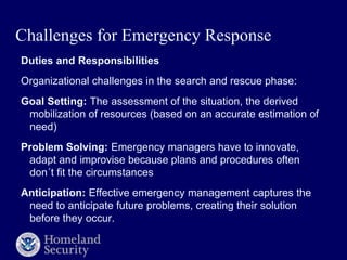 The Organisational Challenges of Disaster Response Management | PPT