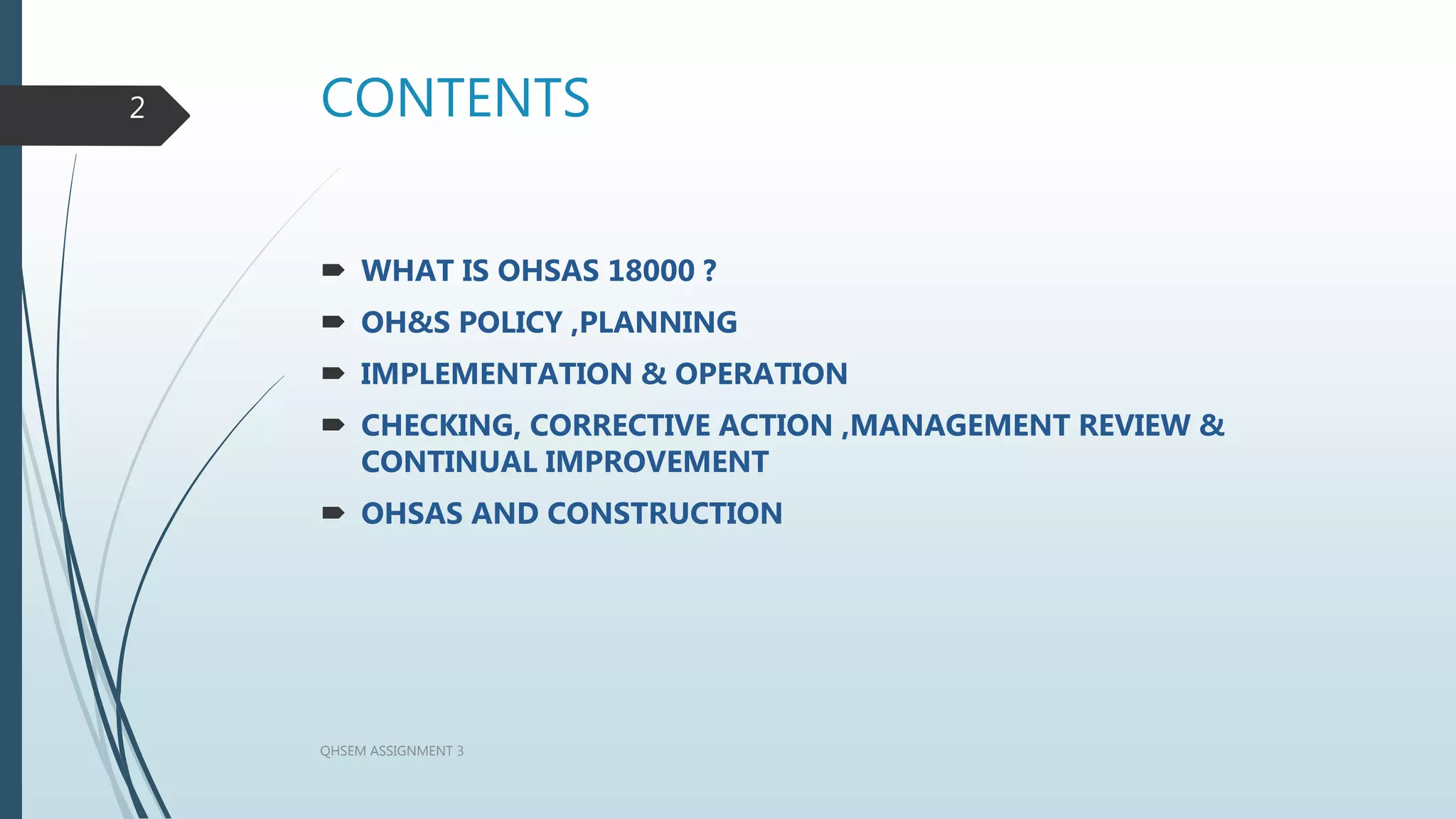 Ohsas 18000 and construction | PPTX