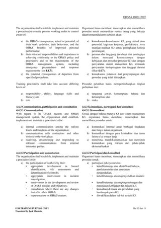 Ohsas 18001 2007 dual language | PDF