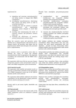 Ohsas 18001 2007 dual language | PDF