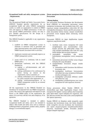 Ohsas 18001 2007 dual language | PDF