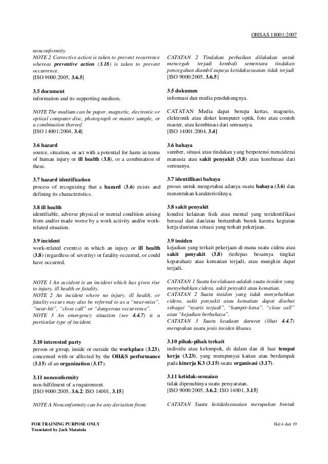 Ohsas 18001 2007 dual language