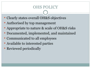 Occupational health and safety management system | PPT