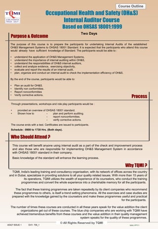 Ohsas internal auditor training | PDF