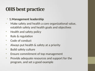 Occupational Health & Safety Best Practice in Construction Sector | PPT