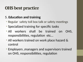 Occupational Health & Safety Best Practice in Construction Sector | PPT