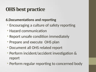 Occupational Health & Safety Best Practice in Construction Sector | PPT