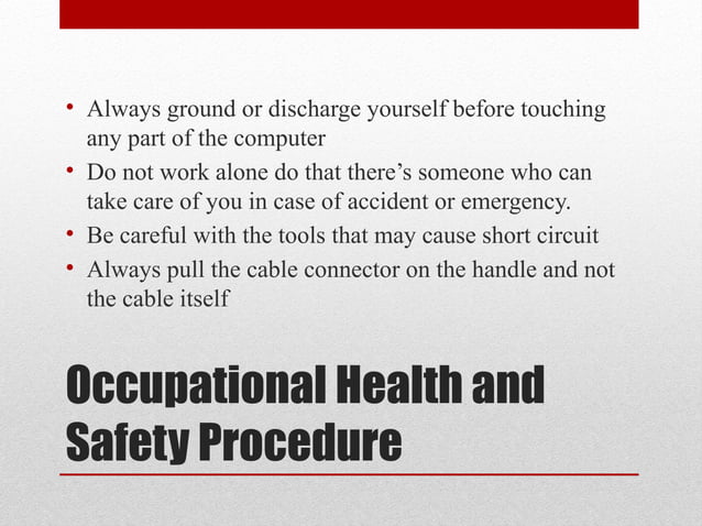occupational health and Safety Procedure | PPTX
