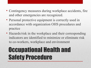 occupational health and Safety Procedure | PPTX