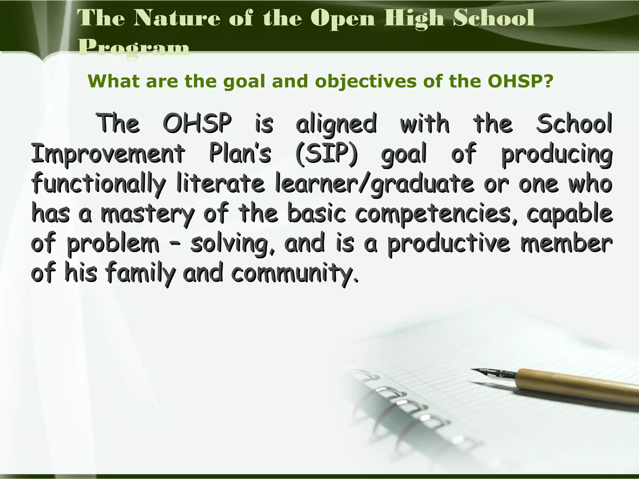 Open High School Program | PPT
