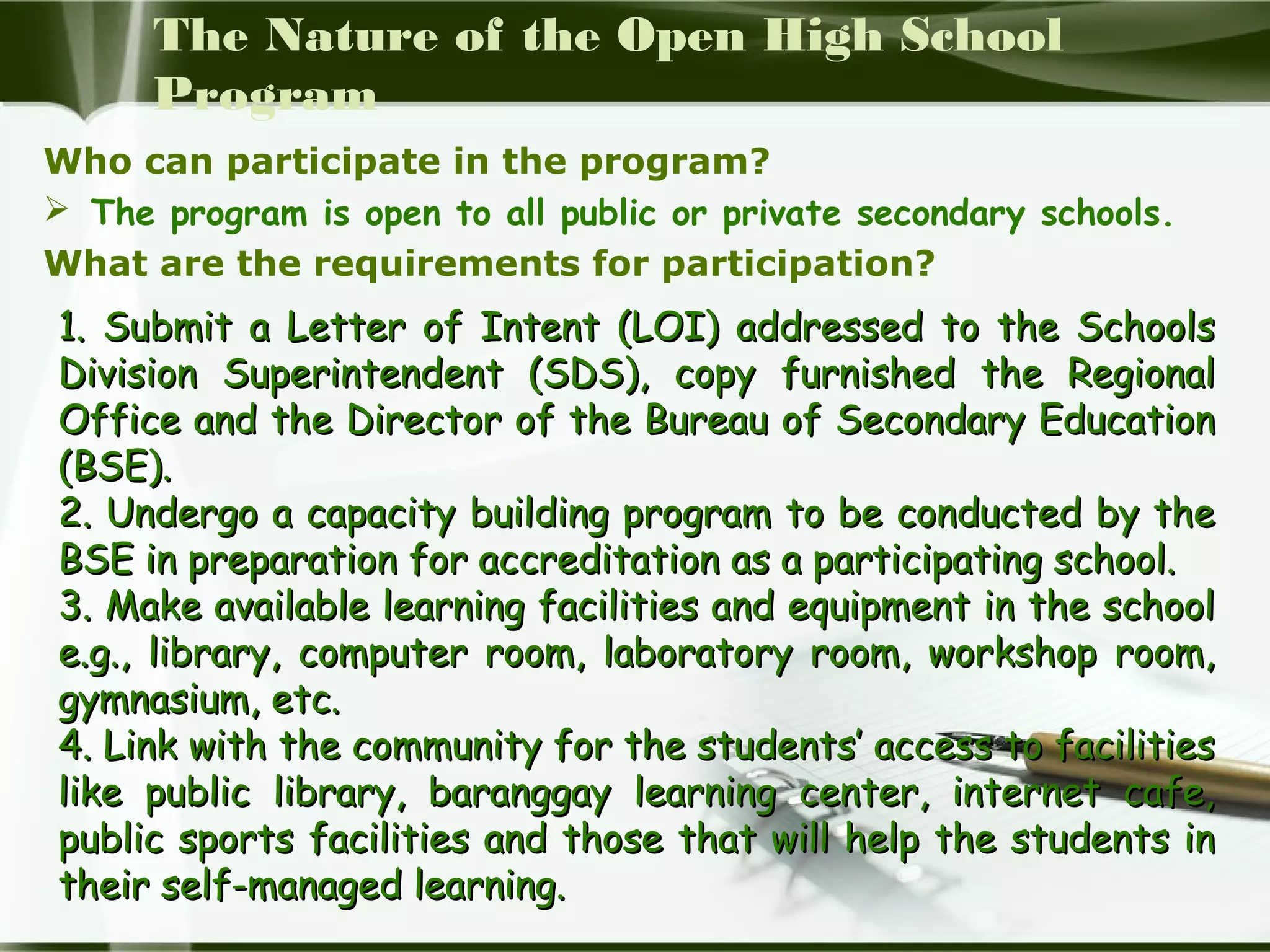 Open High School Program | PPT
