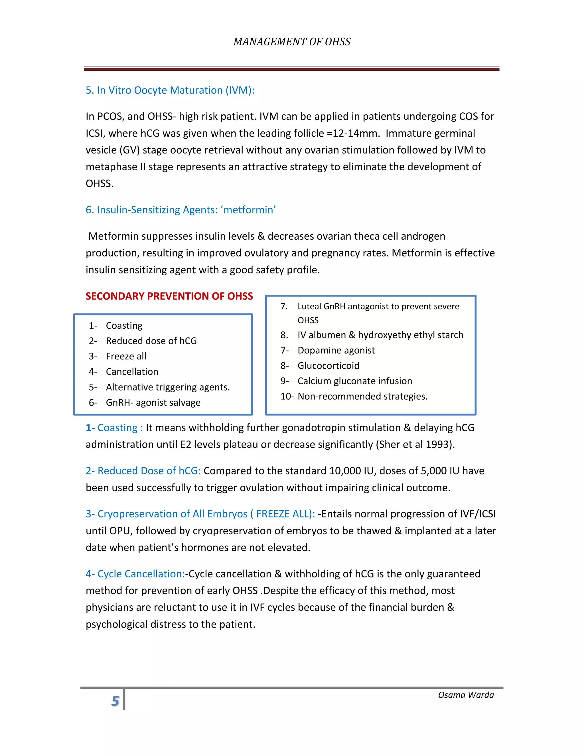 OHSS - management osama warda ﻿ | PDF