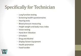 Occupational Health Technician Training | PPT