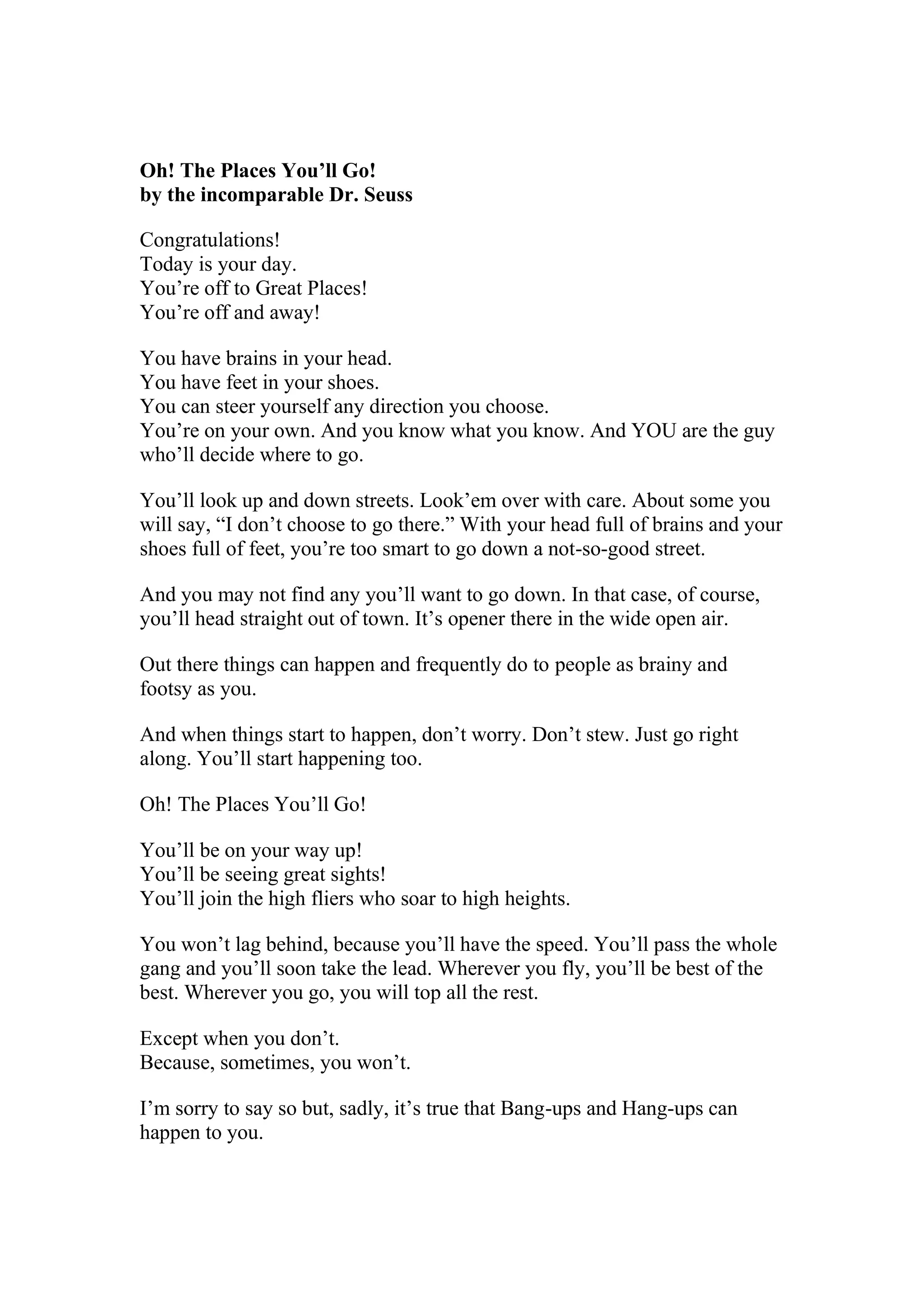 Oh the places youll go | DOCX