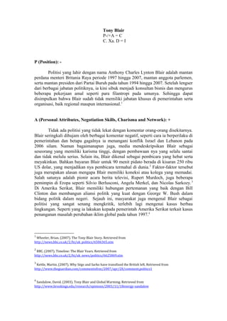 Analisa Tokoh Internasional Tony Blair | PDF
