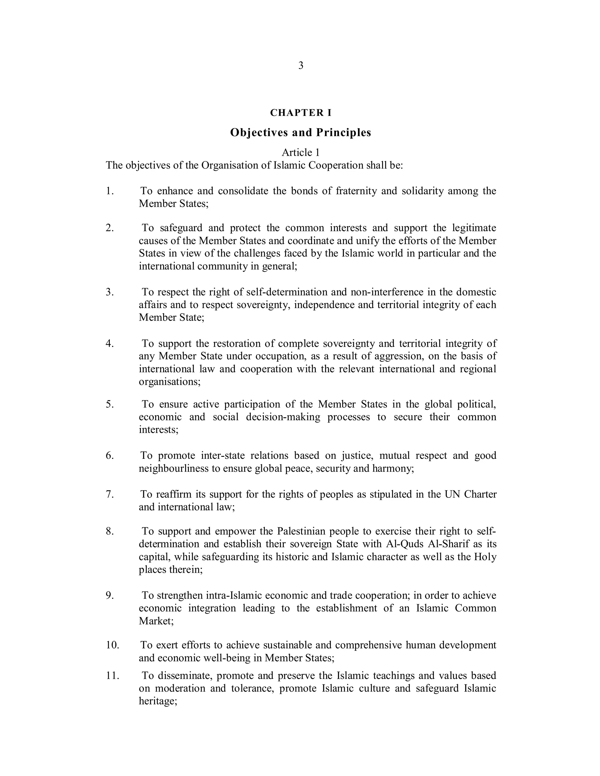 OIC (Organization of Islamic Countries) Charter | PDF