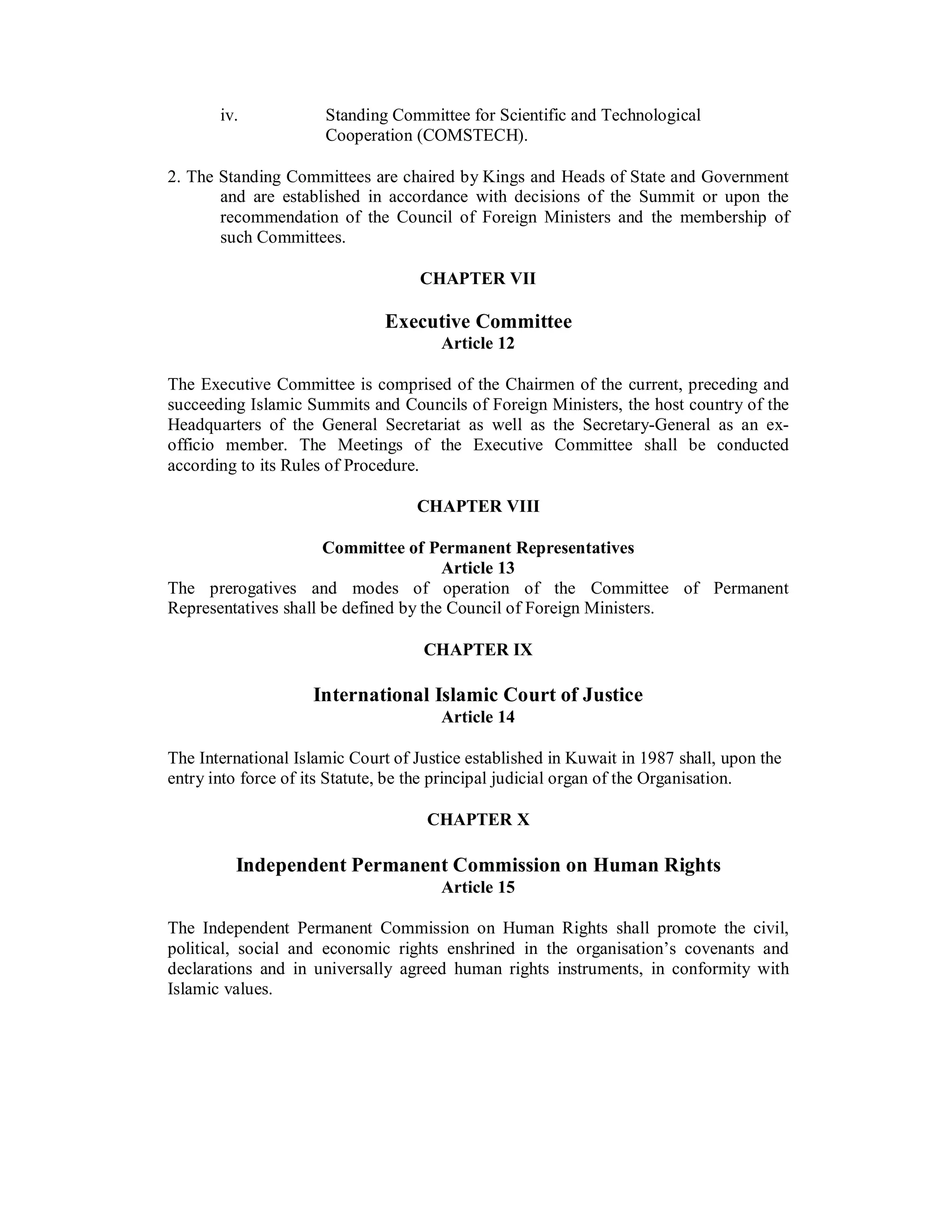 OIC (Organization of Islamic Countries) Charter | PDF