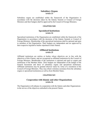 OIC (Organization of Islamic Countries) Charter | PDF