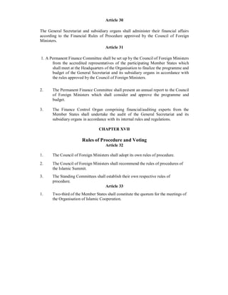 OIC (Organization of Islamic Countries) Charter | PDF