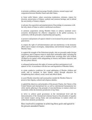 OIC (Organization of Islamic Countries) Charter | PDF