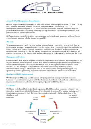 OILFIELD INSPECTION CONSULATNTS services presentation | PDF ...