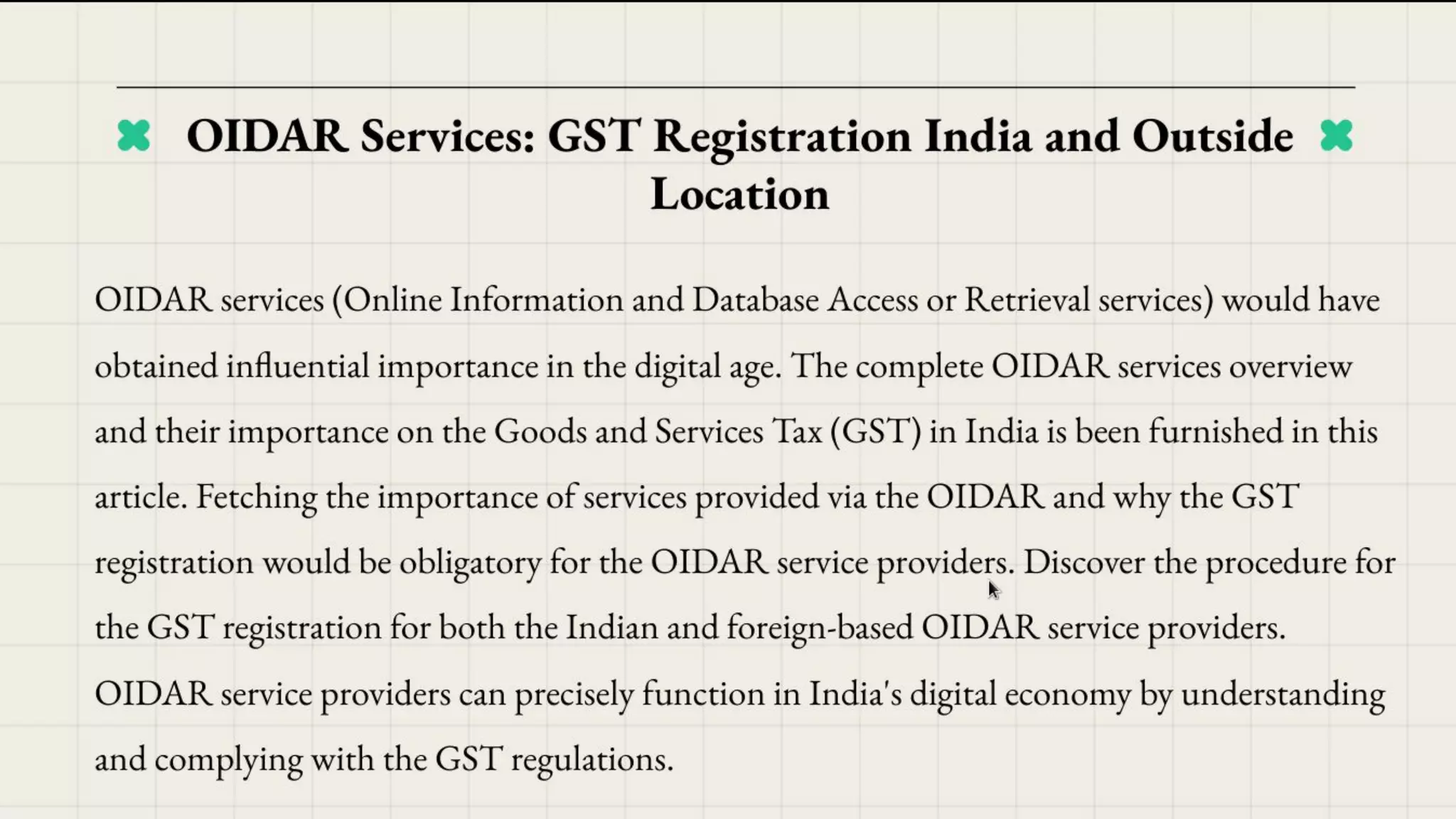 GST Registration for OIDAR Services: India and Outside India | PPT