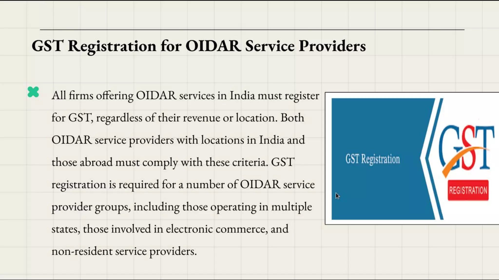GST Registration for OIDAR Services: India and Outside India | PPT