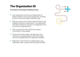 Organisation ID Guide for Erasmus+ and European Solidarity Corps | PPT