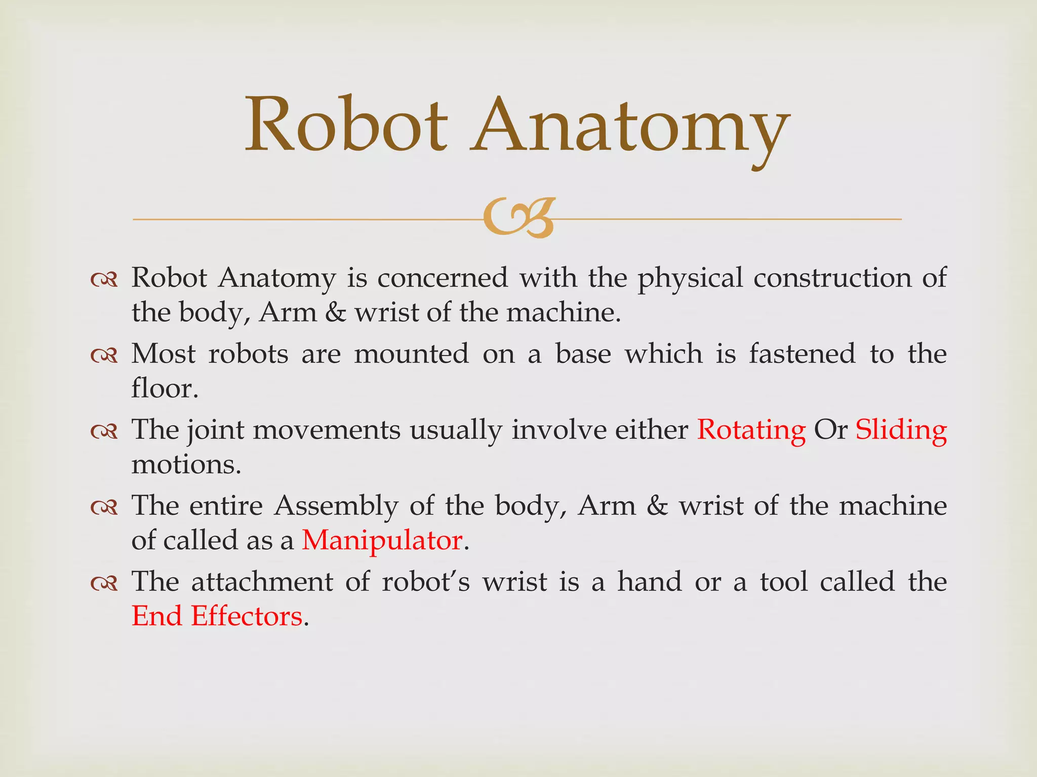 Unit-I Robotics | PPTX