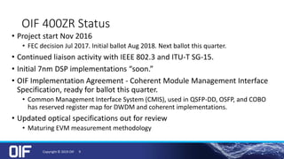 OIF OFC 2019 400ZR Specification Update | PPT