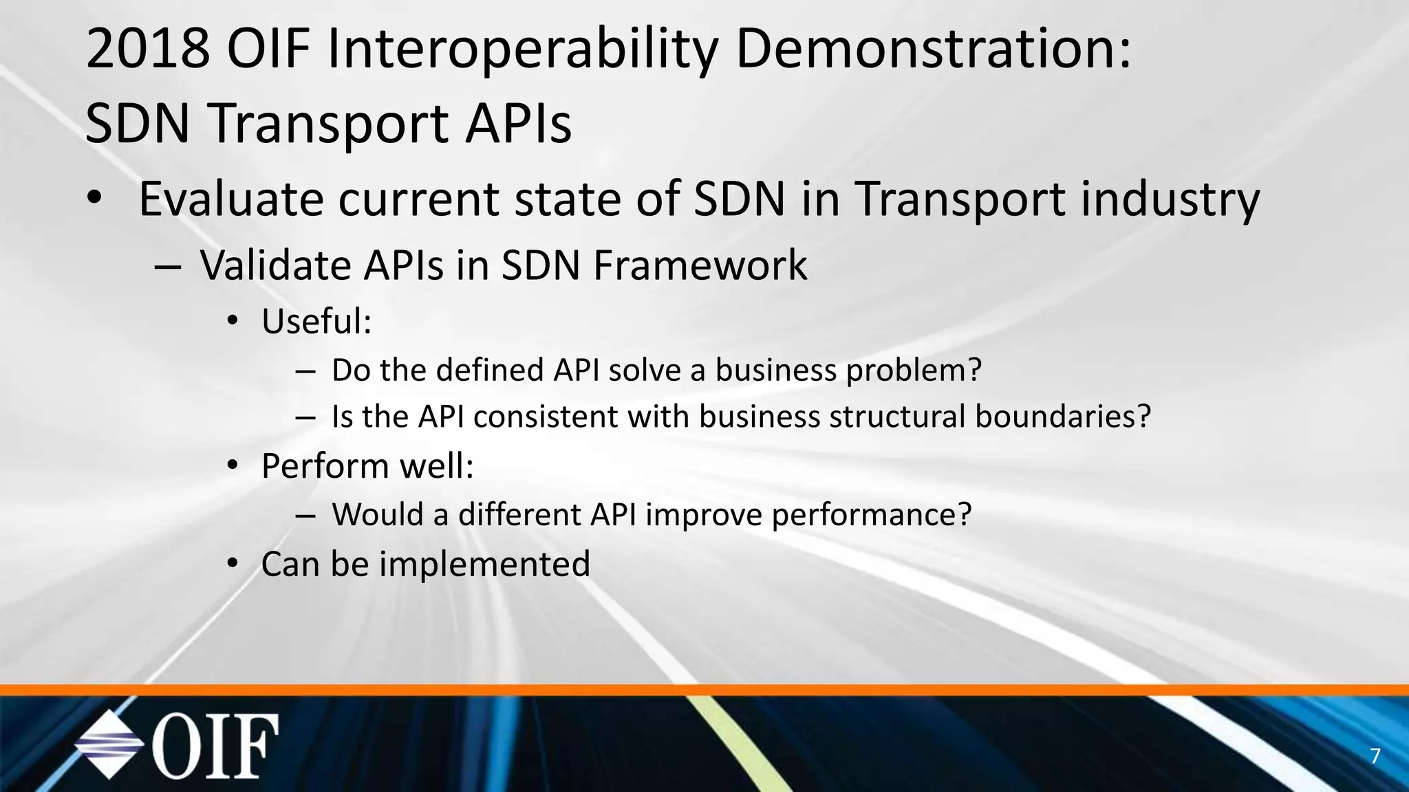 OIF Open Transport API for Interoperable Optical Networking | PPT