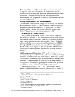 Office of Inspector General Study on OCR's HIPAA audit program | PDF