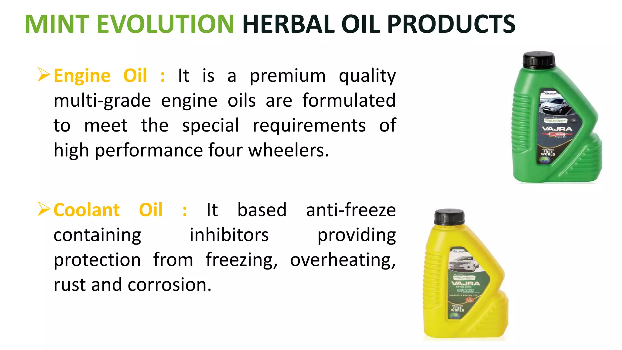 Mint Evolution Herbal Engine Lubricants | PPT