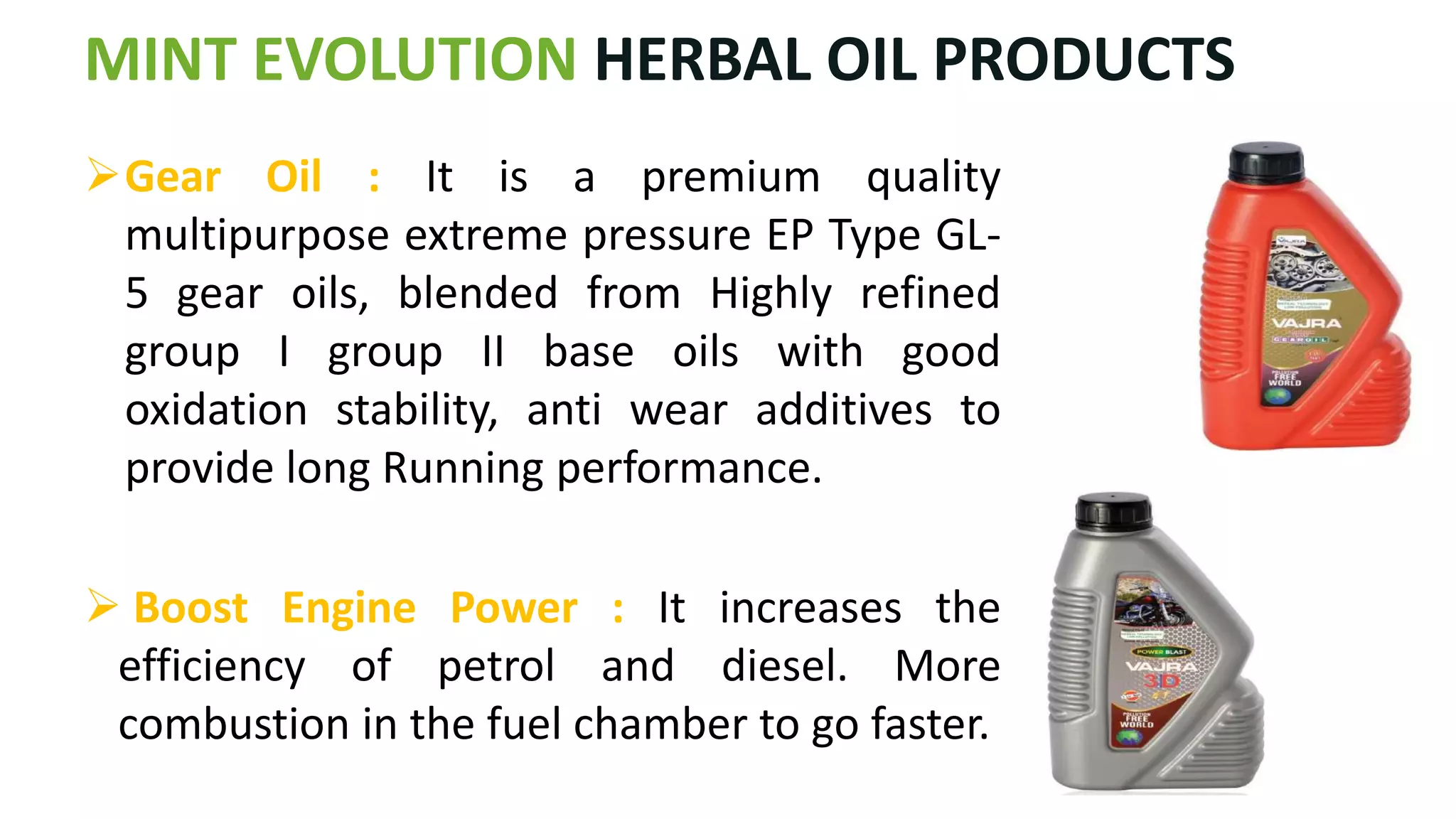 Mint Evolution Herbal Engine Lubricants | PPT