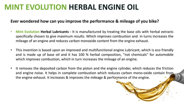 Mint Evolution Herbal Engine Lubricants | PPT