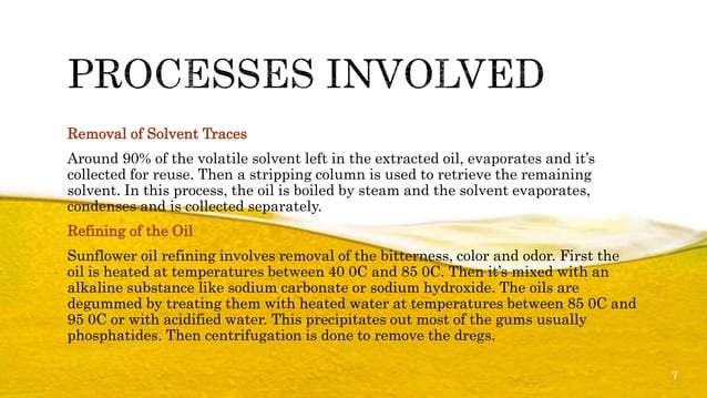 Oil Extraction Methods Sunflower Oil Pptx