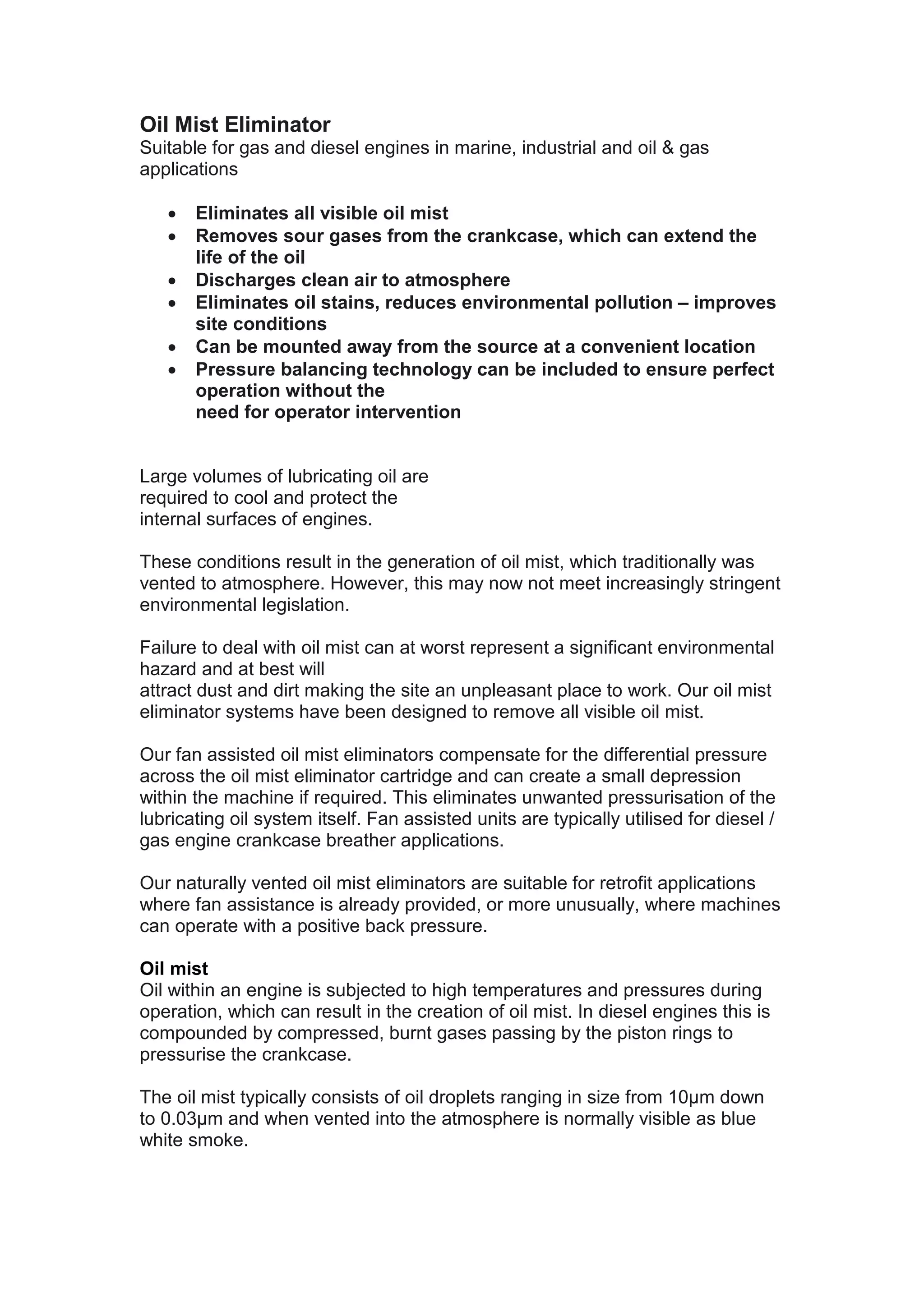 Oil mist-eliminator | PDF