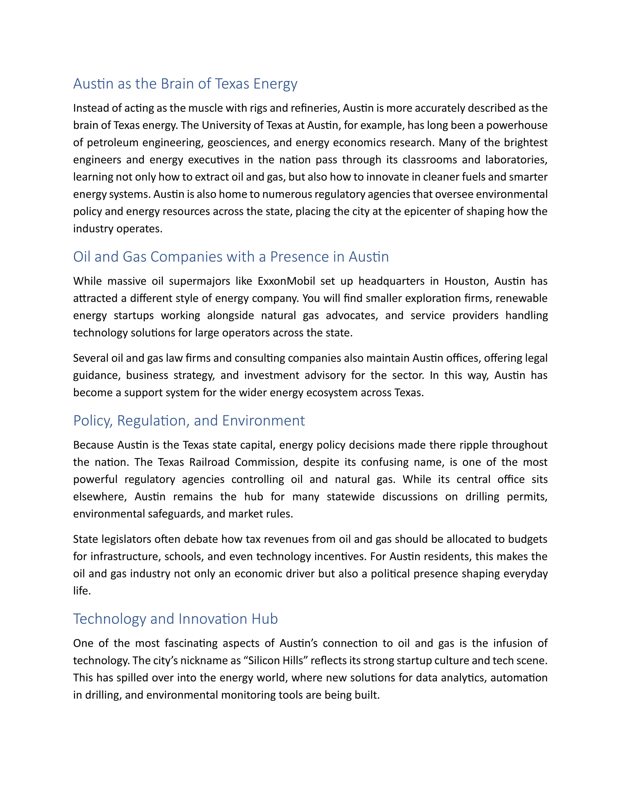 Oil and Gas Industry in Austin, Texas History, Economy, and Future ...