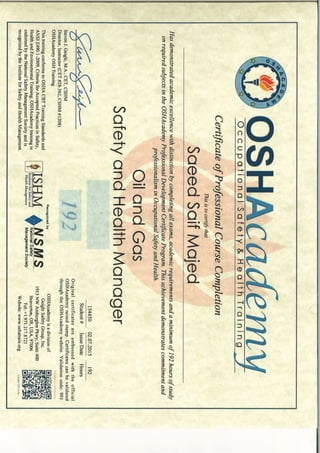 Oil and gas OSH manager | PDF